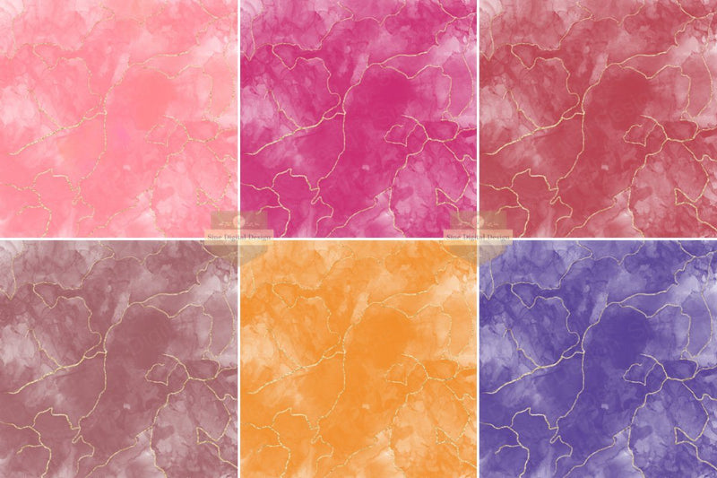 Alcohol Ink, Gold Glitter Digital Paper Background - So Fontsy