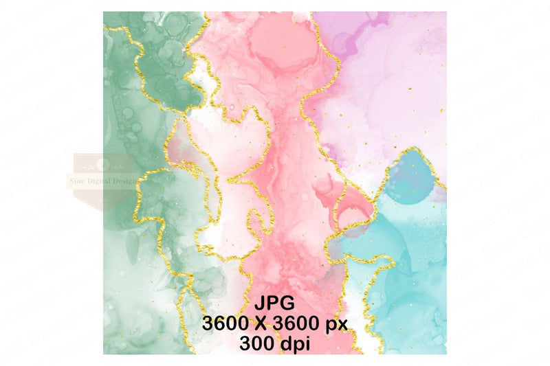 Alcohol Ink Gold Glitter Digital Papers Backgrounds - So Fontsy