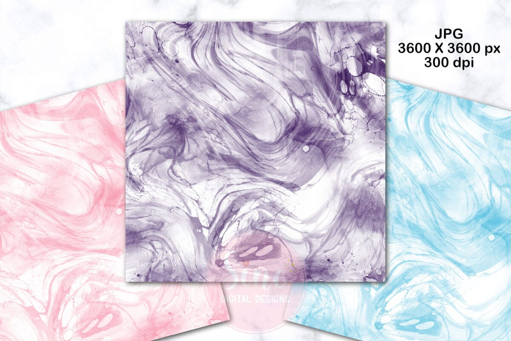 Alcohol Ink Marble Digital Papers Backgrounds Pack - So Fontsy