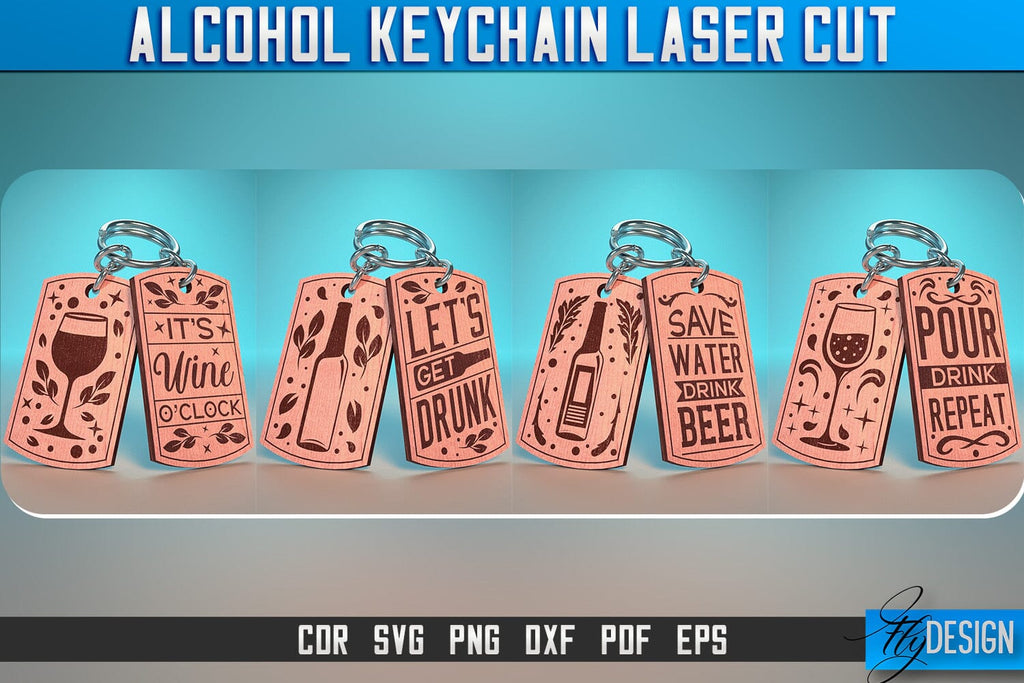 Alcohol Keychain Laser Cut SVG | Alcohol Laser Cut SVG Design | CNC ...