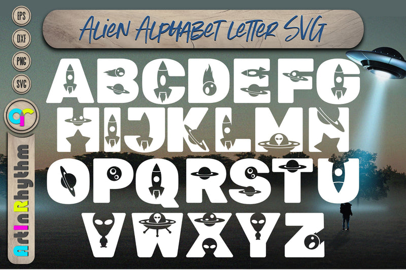 Alien Alphabet SVG Bundle, Ufo Letters - So Fontsy