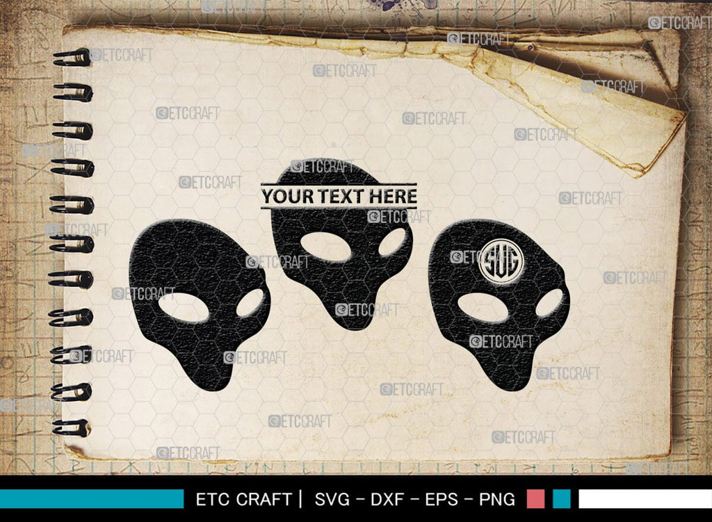 Alien Monogram, Alien Silhouette, Alien SVG, Ufo Svg, Alien Face Svg ...