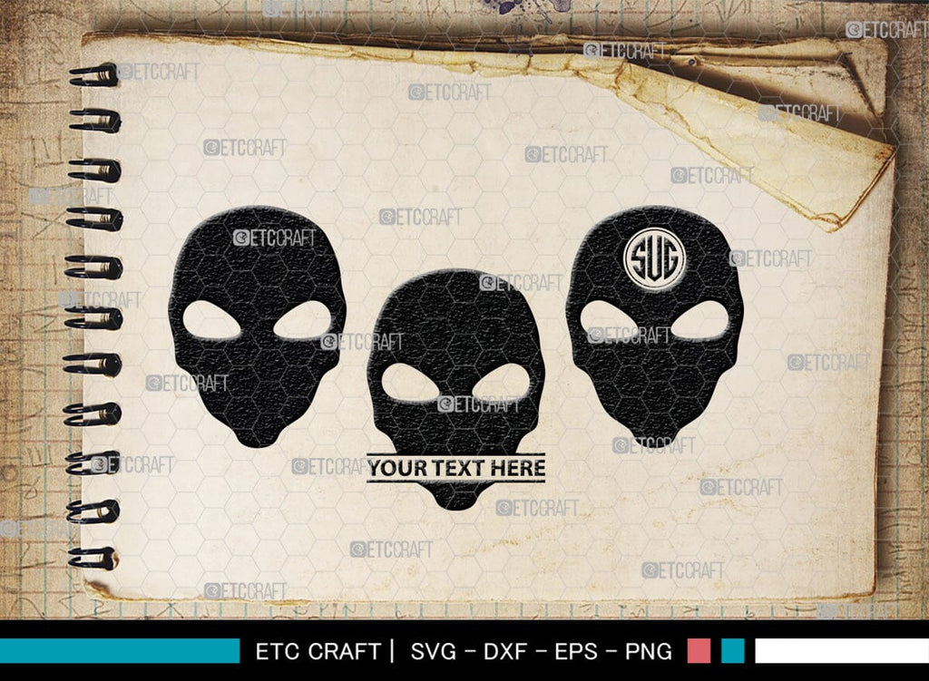 Alien Monogram, Alien Silhouette, Alien SVG, Ufo Svg, Alien Face Svg ...