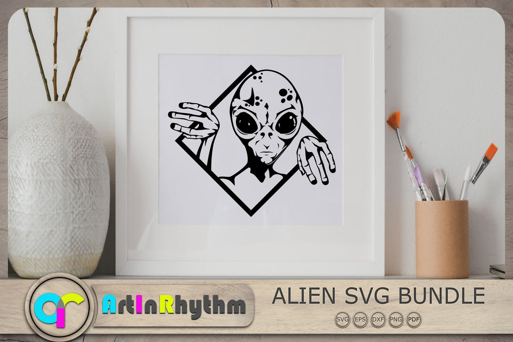 Alien SVG Design, Alien SVG, UFO SVG - So Fontsy