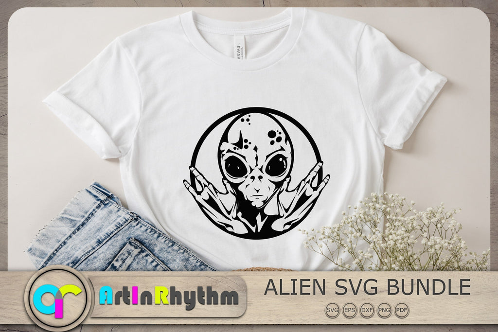 Alien SVG Cut File, Alien SVG Design, UFO SVG Cut File, Green Alien SVG ...