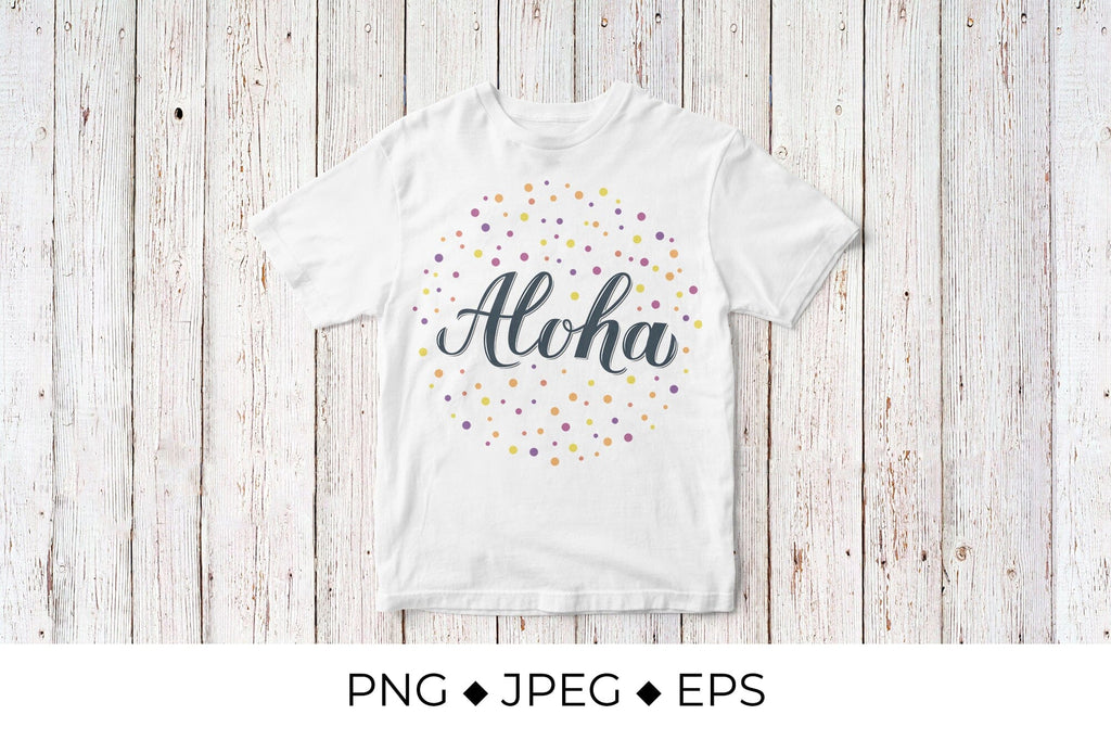 Aloha calligraphy lettering round sign - So Fontsy