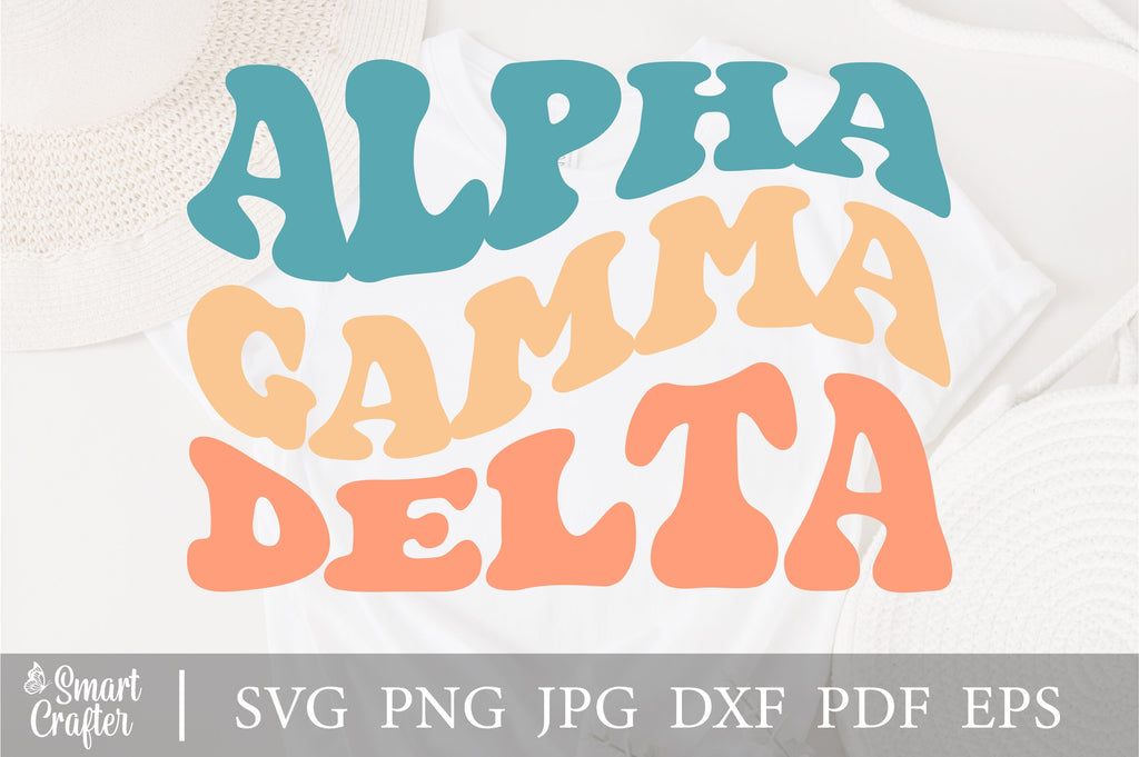 Alpha Gamma Delta svg, wavy style svg, EPS PNG Cricut Instant Download - So Fontsy