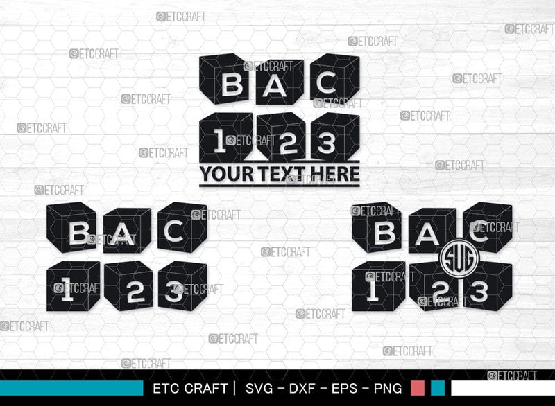 Alphabet Cubes ABC Monogram, Alphabet Cubes ABC Silhouette, Alphabet ...