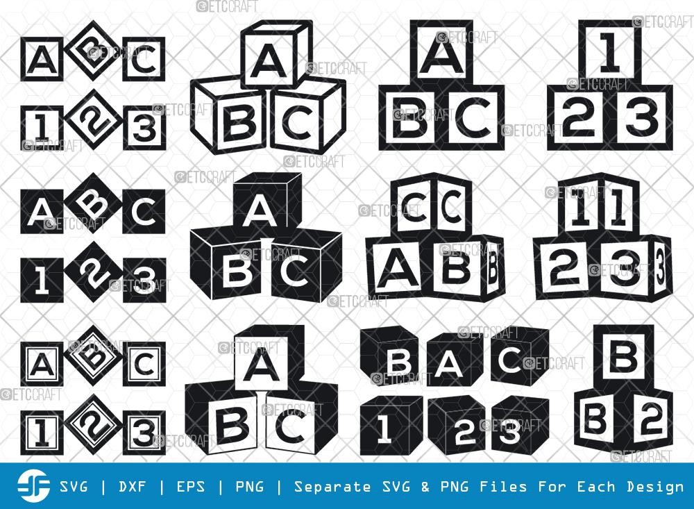 Alphabet Cubes SVG Cut Files | Cubes ABC Silhouette - So Fontsy