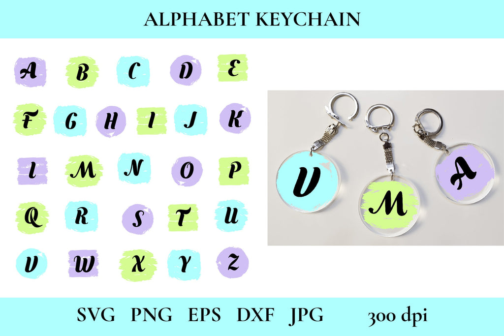 Alphabet Keychain. Keychain Bundle. Keychain PNG, SVG - So Fontsy