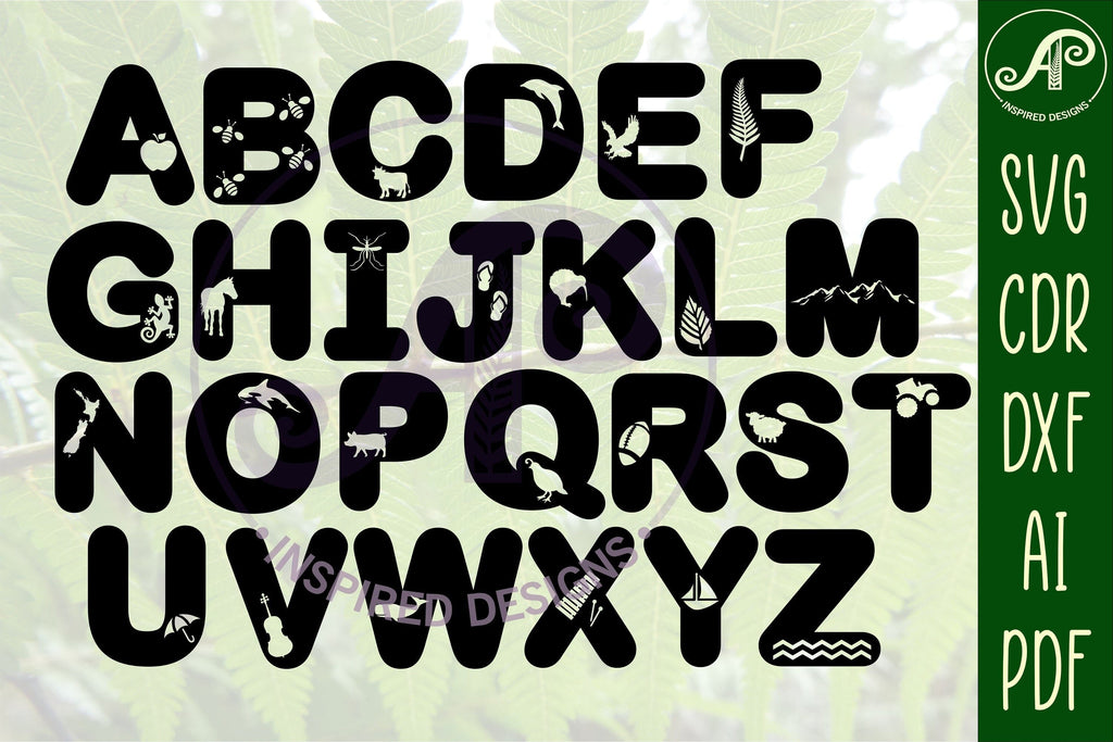 Alphabet sets with New Zealand theme cut outs - So Fontsy