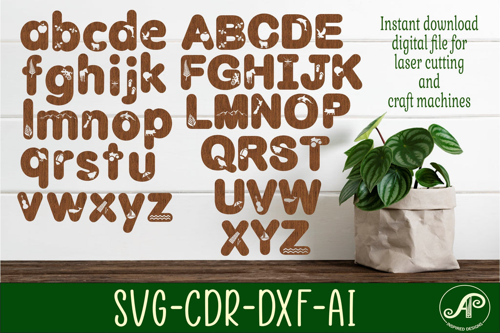 Alphabet sets with New Zealand theme cut outs - So Fontsy