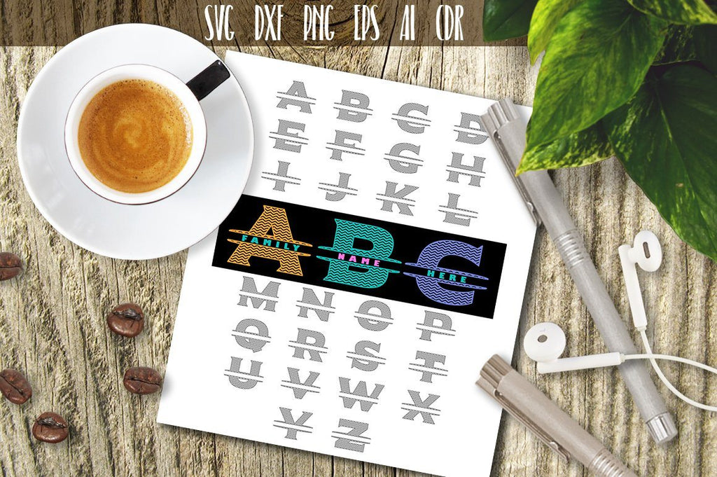 Alphabet Split Monogram Letters SVG files - So Fontsy
