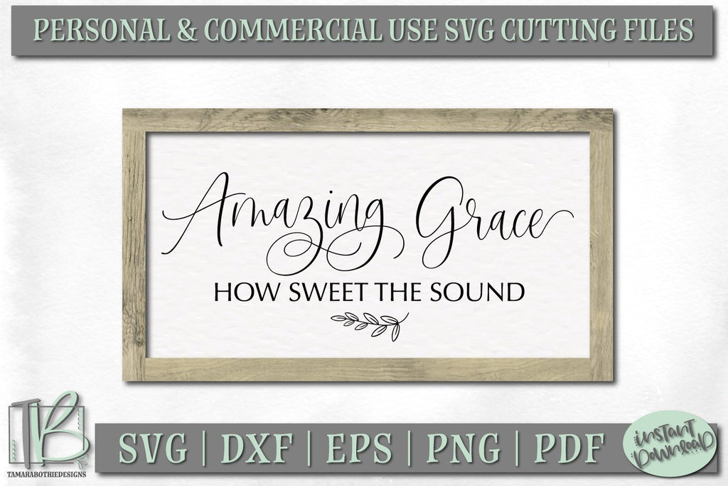 Amazing Grace SVG File, Hymn Wood Sign Cut File - So Fontsy