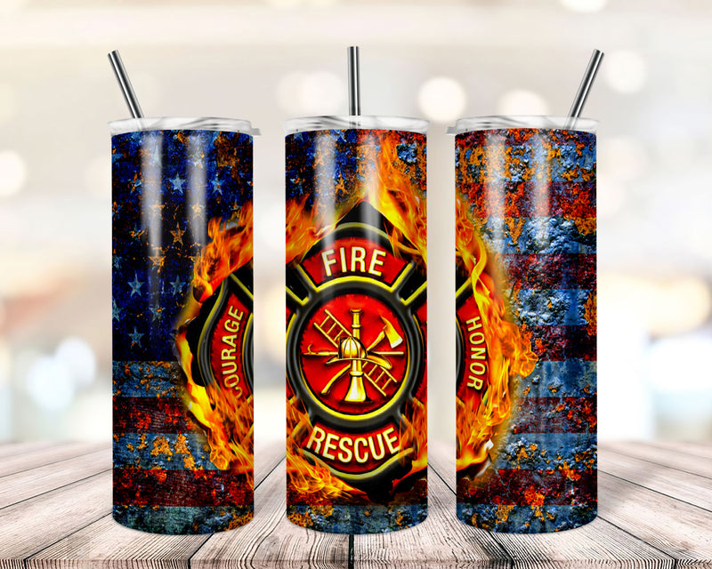 American Firefighter 20oz Skinny Tumbler Sublimation, Firefighter PNG ...