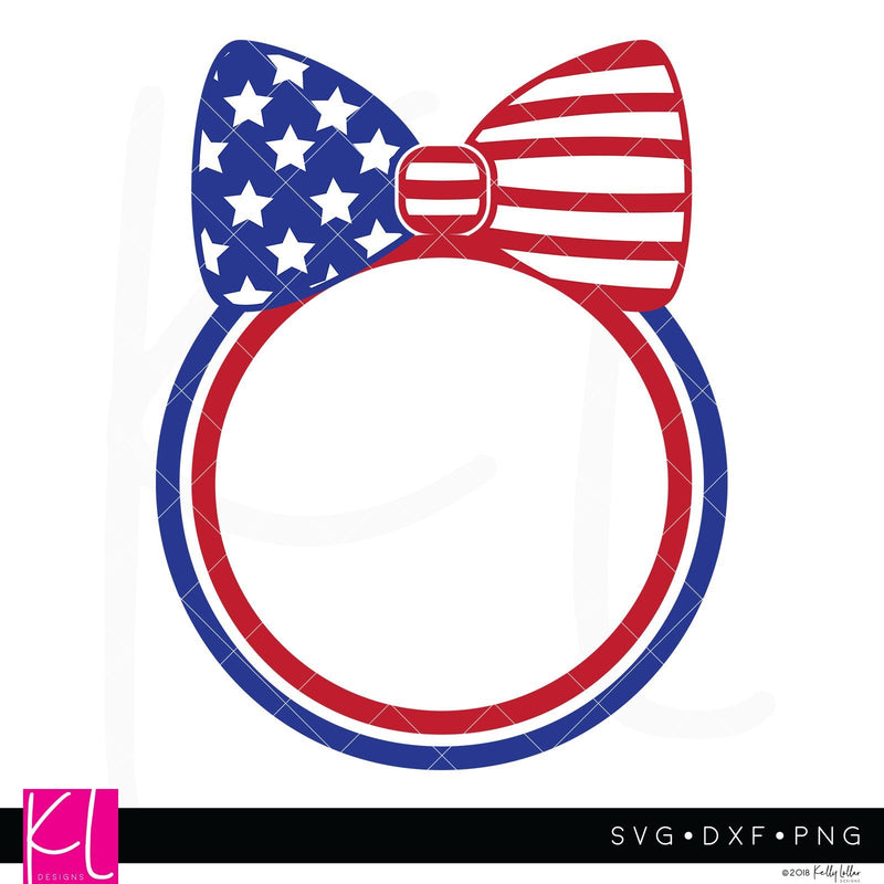 American Flag Bow Circle Monogram - So Fontsy