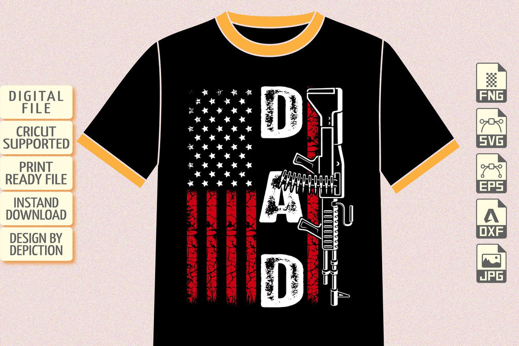 American Flag Dad T-Shirt, Father American Flag Shirt Print Template ...
