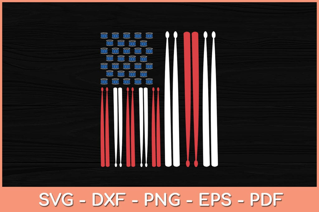 American Flag Drum Sticks Svg Cutting File - So Fontsy