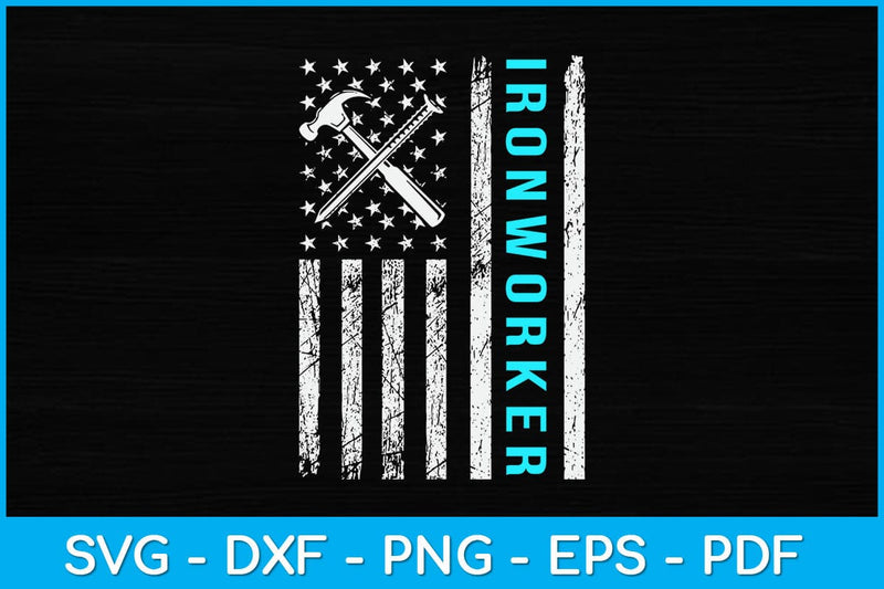 American Flag Ironworker Svg Design Digital Cutting File - So Fontsy