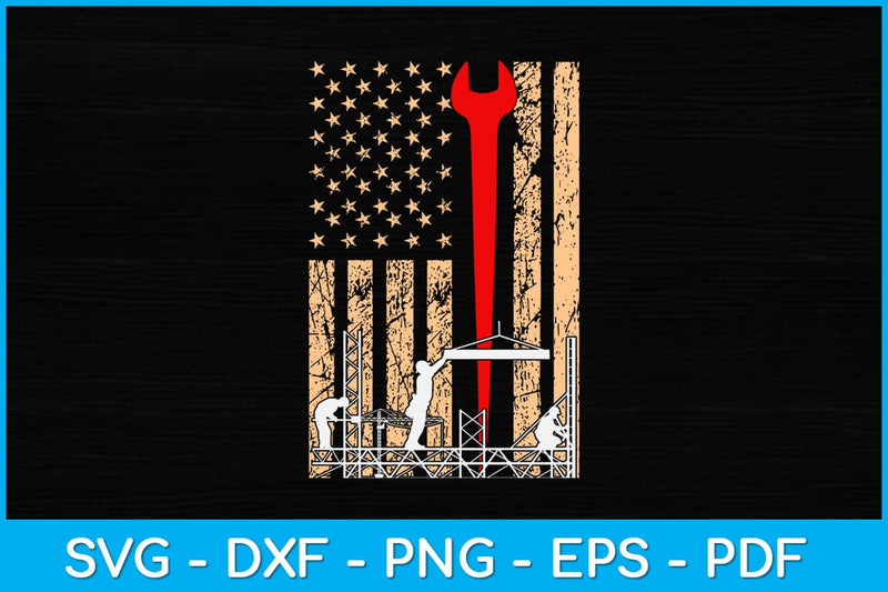 American Flag Ironworker Svg Design - So Fontsy