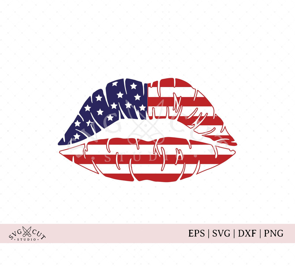 American Flag Lips SVG files - So Fontsy
