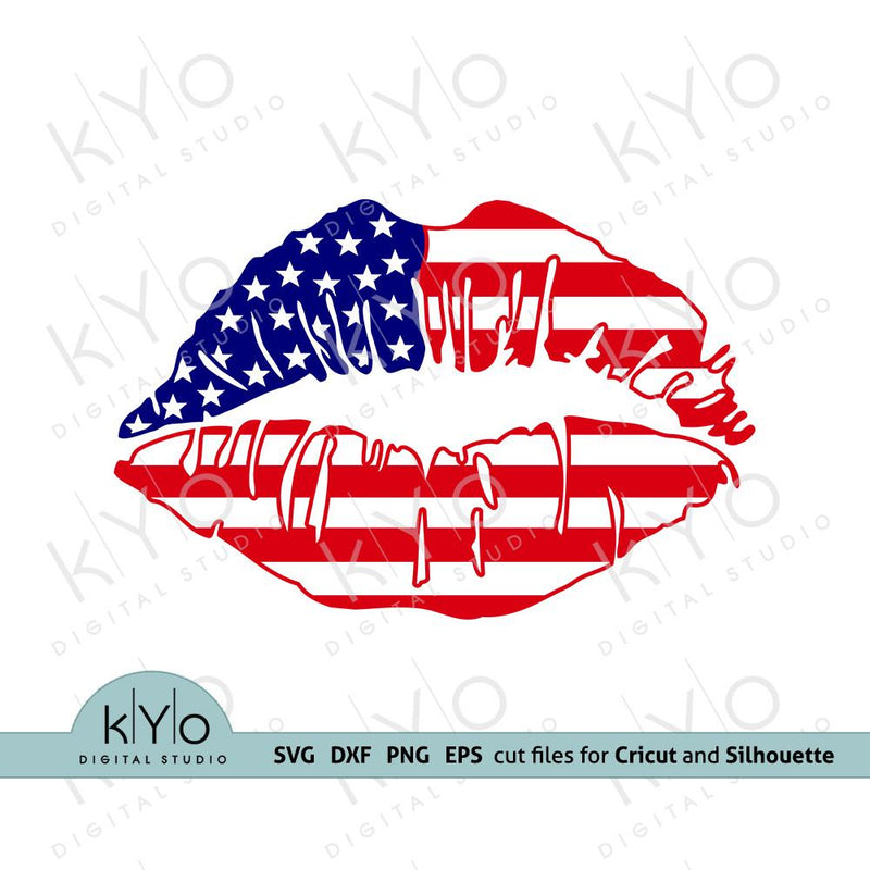 American Flag Lips Svg, US Flag Lips Svg Files, 4th of July Svg - So Fontsy