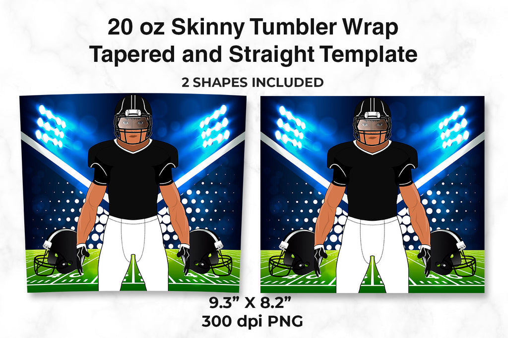 American Football Player Black & White 20 oz Skinny Tumbler Wrap ...