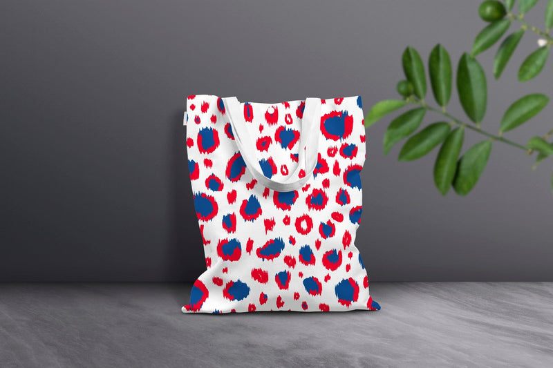 American leopard digital paper. Red white blue animal seamless pattern ...