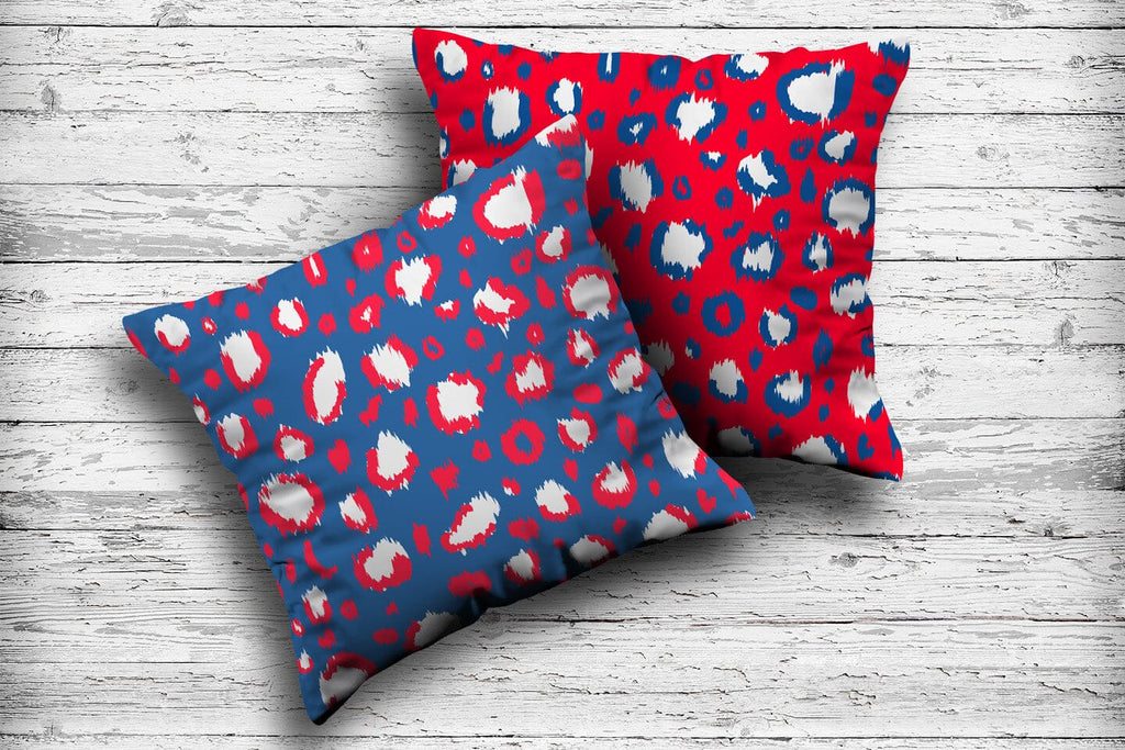 American leopard digital paper. Red white blue animal seamless pattern ...