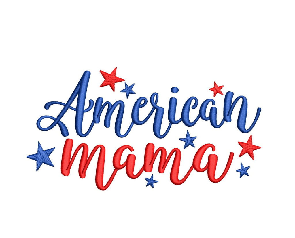 American Mama Embroidery Design, 6 sizes, Instant Download - So Fontsy