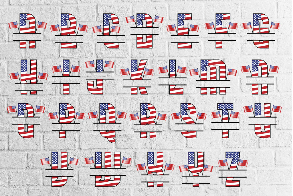 American Split Alphabet A-Z Bundle svg eps ai png pdf - So Fontsy
