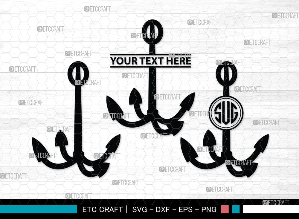 Anchor Monogram, Anchor Silhouette, Anchor SVG, Rope, Rope Anchor ...