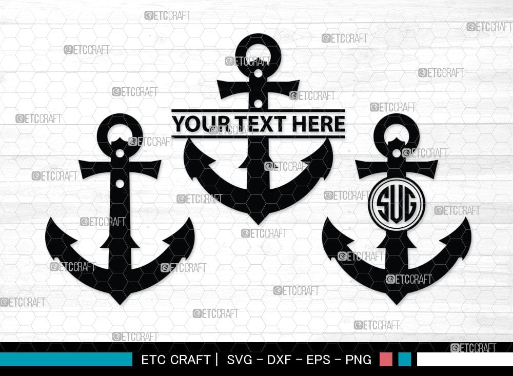 Anchor Monogram, Anchor Silhouette, Anchor SVG, Rope, Rope Anchor ...
