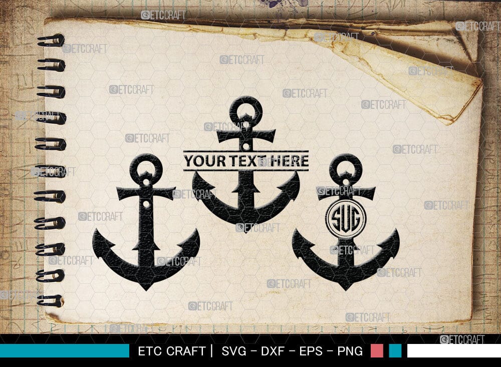 Anchor Monogram, Anchor Silhouette, Anchor SVG, Rope, Rope Anchor ...
