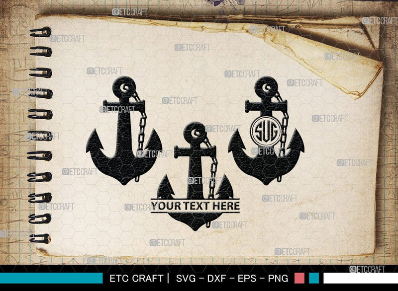Anchor Monogram, Anchor Silhouette, Anchor SVG, Rope, Rope Anchor ...