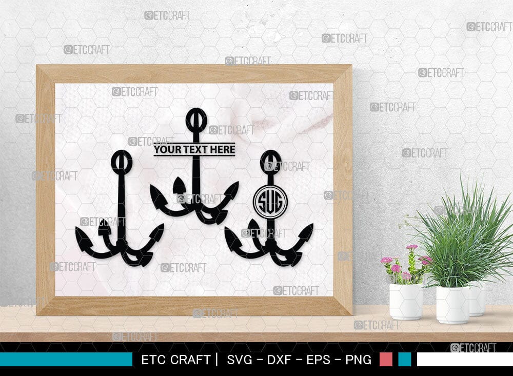 Anchor Monogram, Anchor Silhouette, Anchor SVG, Rope, Rope Anchor ...