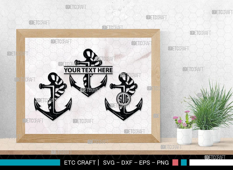 Anchor Monogram, Anchor Silhouette, Anchor SVG, Rope, Rope Anchor ...