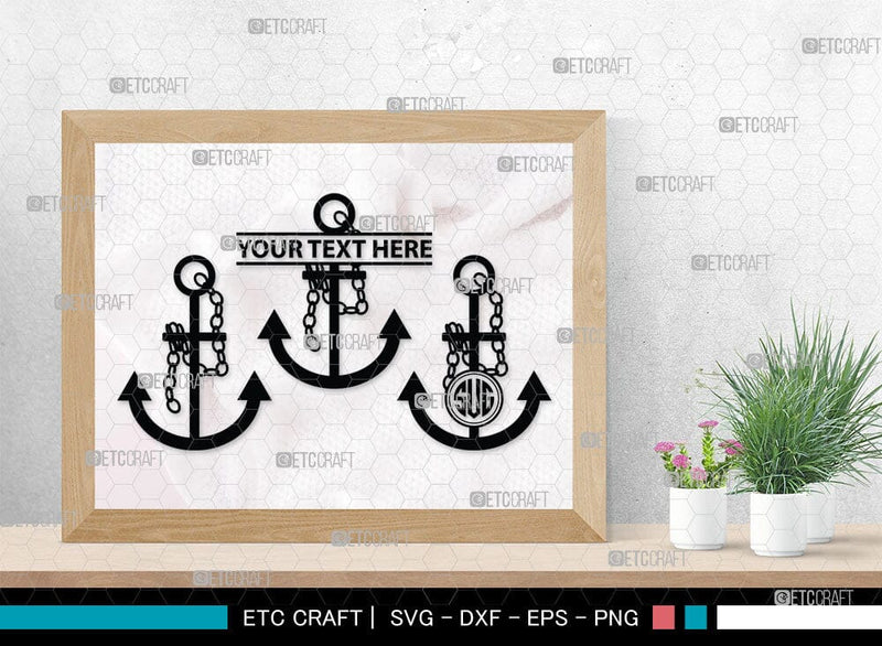 Anchor Monogram, Anchor Silhouette, Anchor SVG, Rope, Rope Anchor ...