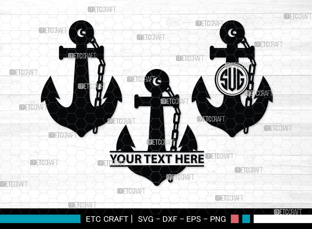 Anchor Monogram, Anchor Silhouette, Anchor SVG, Rope, Rope Anchor ...