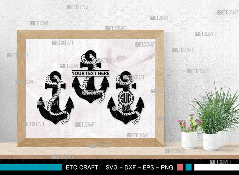 Anchor Monogram, Anchor Silhouette, Anchor SVG, Rope, Rope Anchor ...
