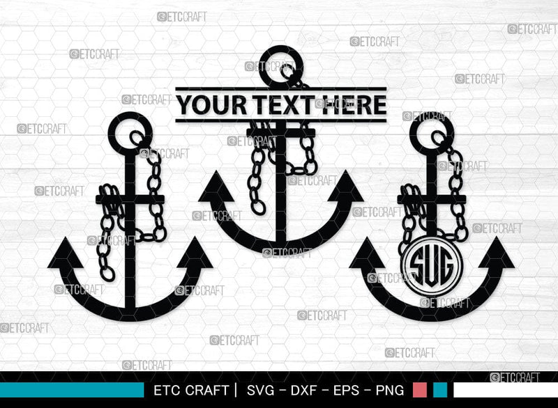 Anchor Monogram, Anchor Silhouette, Anchor SVG, Rope, Rope Anchor ...