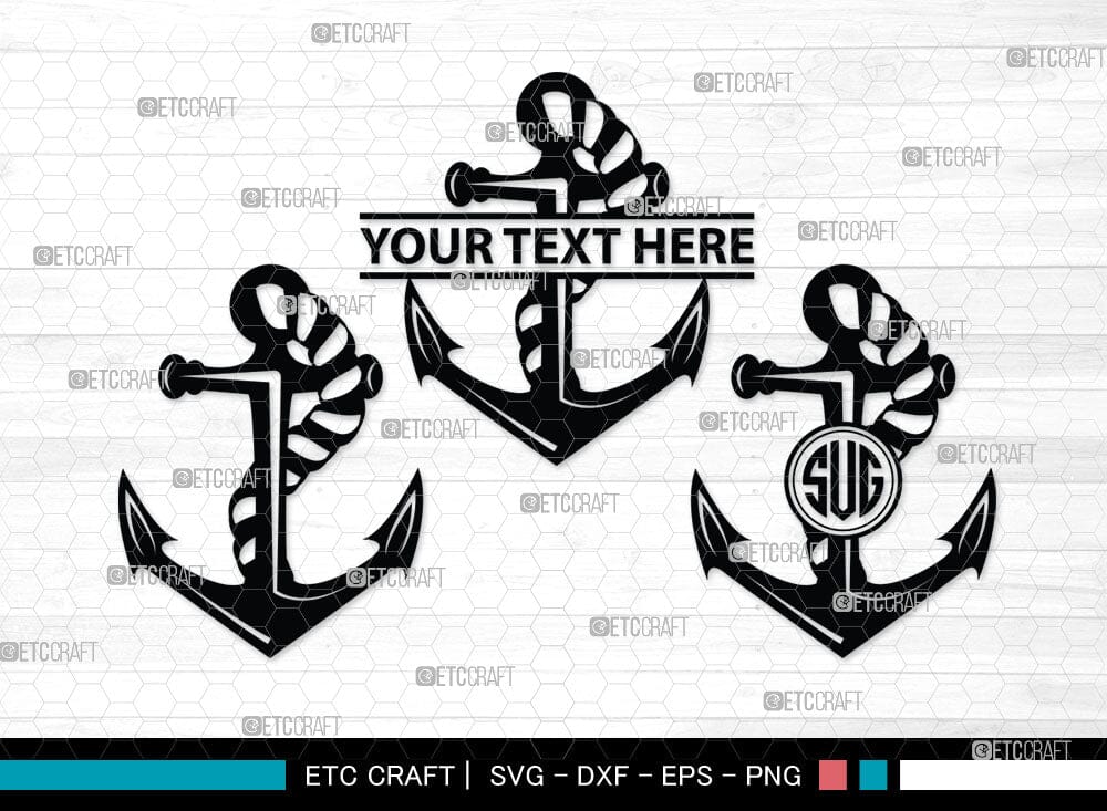 Anchor Monogram, Anchor Silhouette, Anchor SVG, Rope, Rope Anchor ...