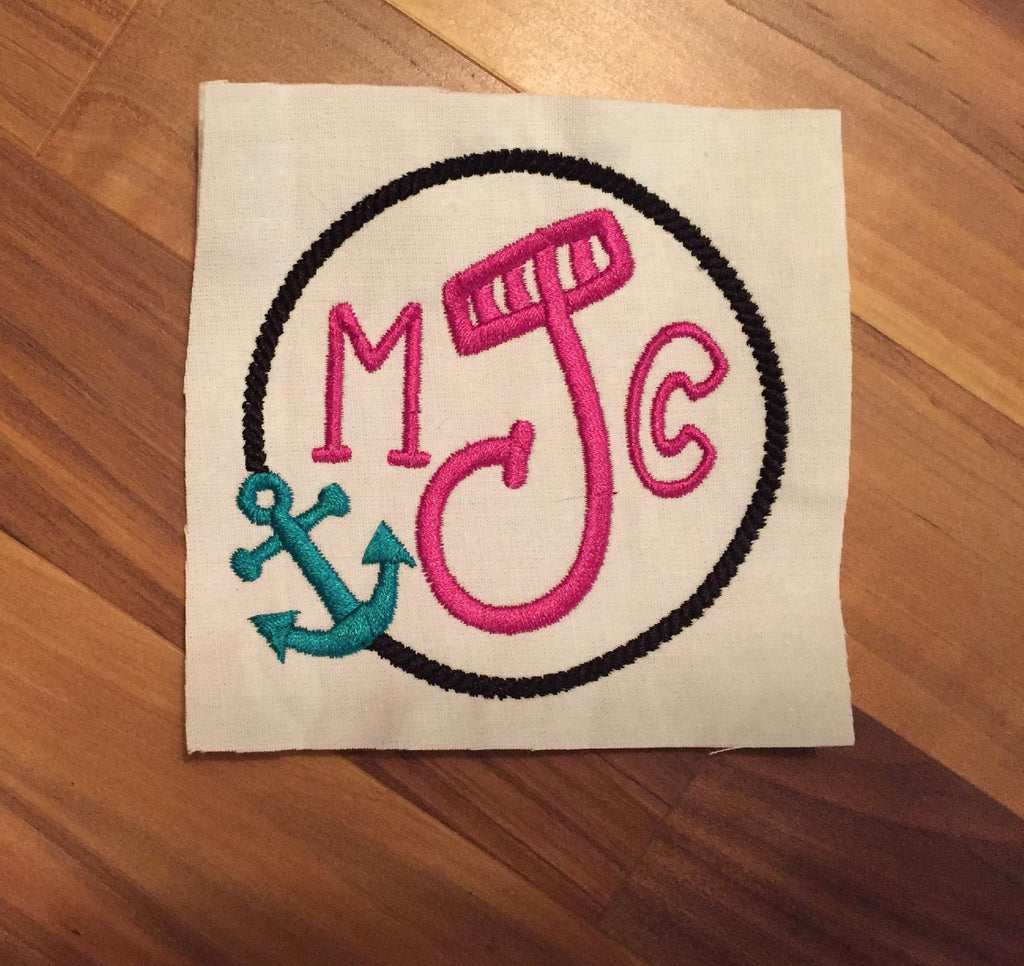 Anchor Monogram Embroidery Frame - So Fontsy