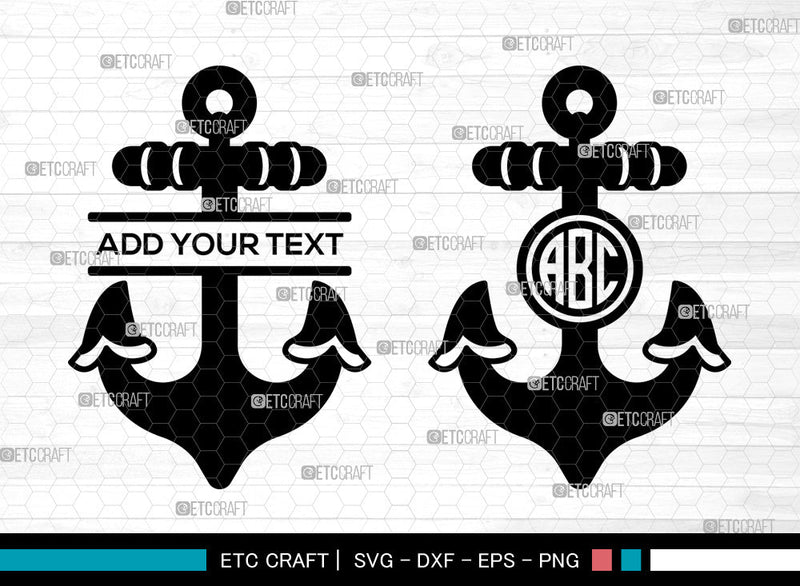 Anchor Monogram SVG, Split Monogram, Anchor With Rope Svg, Boat Anchor Svg, Anchor Monogram Svg ...