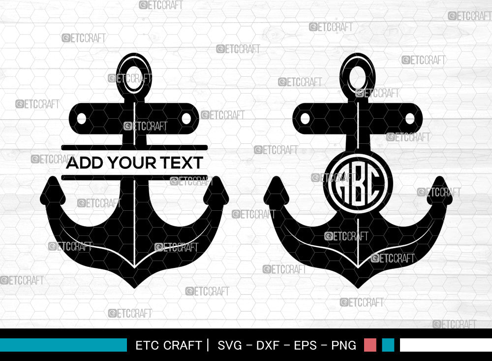 Anchor Monogram SVG, Split Monogram, Anchor With Rope Svg, Boat Anchor ...