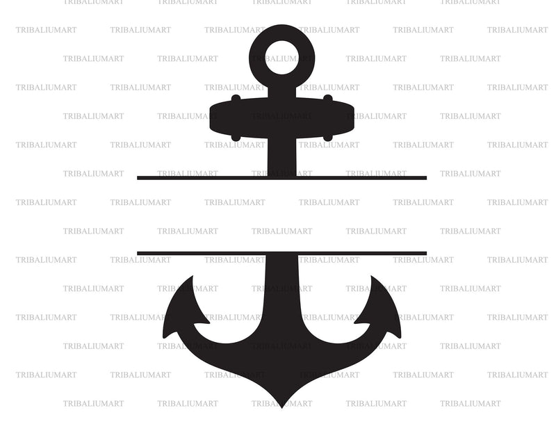 Anchor Monogram. Cut files for Cricut. Clip Art silhouette (eps, svg ...
