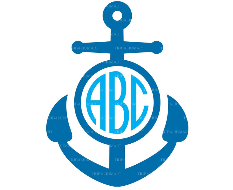 Anchor monogram. Cut files for Cricut. Clip Art (eps, svg, pdf, png ...