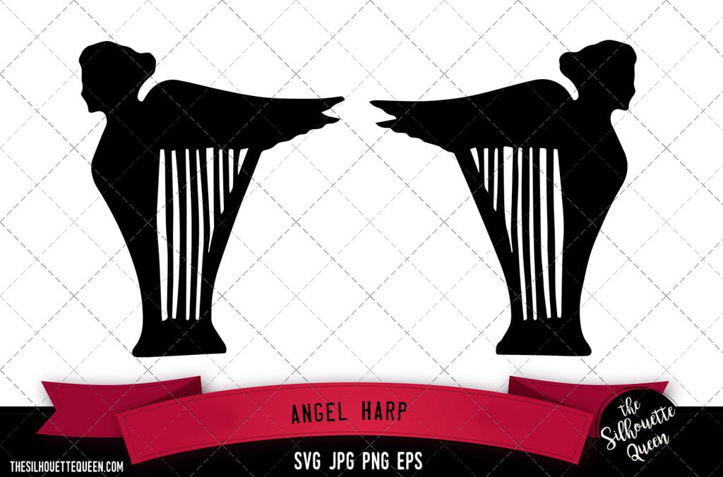 Angel Harp SVG -Vector Art Commercial & Personal Use- Cricut,Silhouett ...