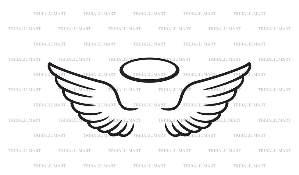 Angel wings and halo. Cut files for Cricut. Clip Art silhouette (eps ...