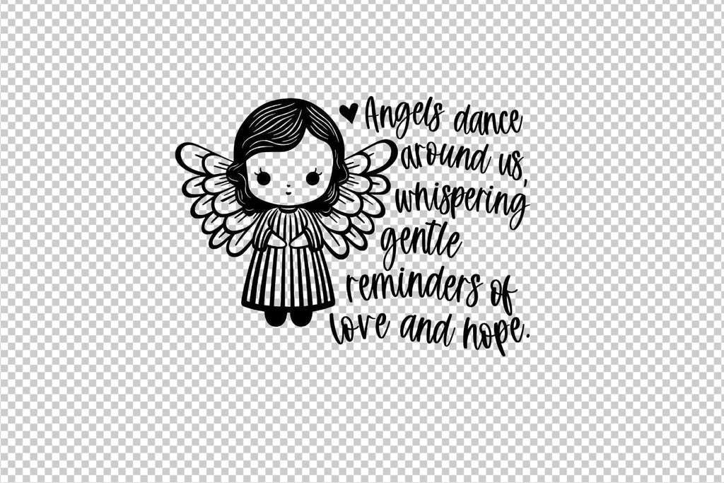 Angel with uplifting quote, SVG file - So Fontsy